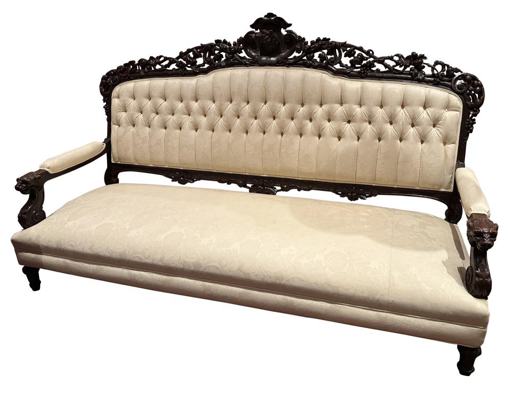 Alexander Roux (attrib.) Carved Parlor Settee Auction