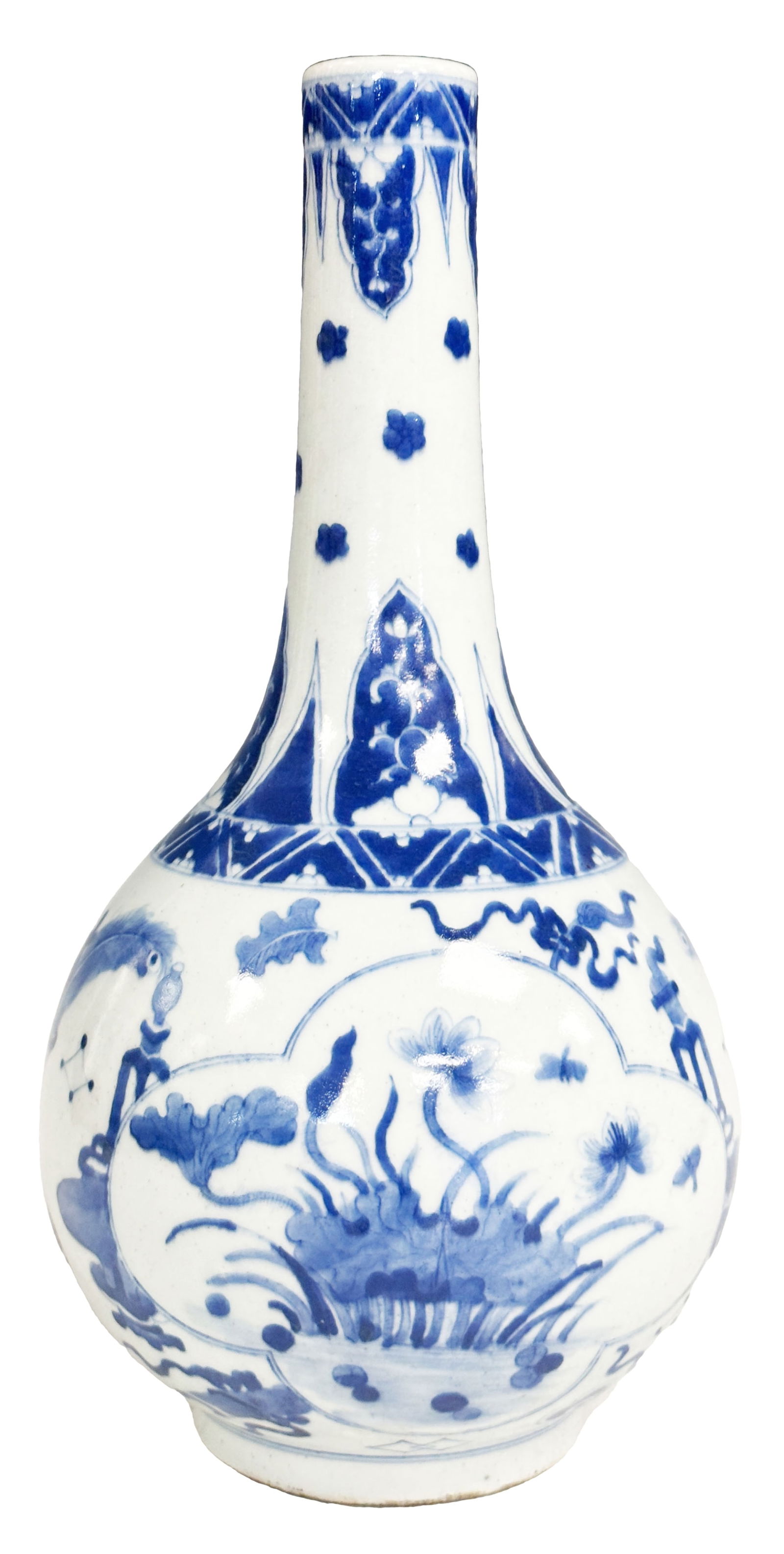 Chinese Ming-ching Dynasty Blue & White Vase Auction