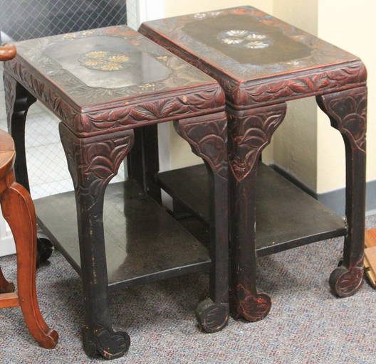 Pair Of Vintage Chinese Style Side Tables