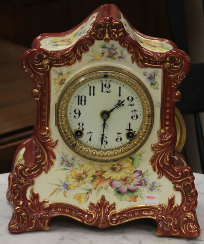 Vintage Ansonia Porcelain Mantle Clock