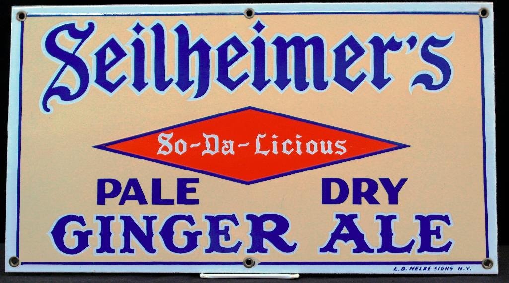 Original Seilheimer's Ginger Ale Porcelain Sign