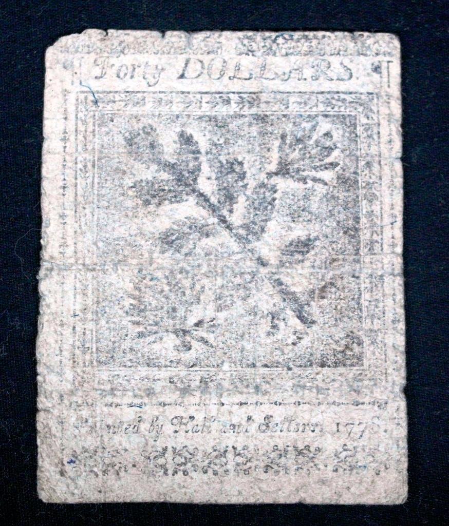 1778 Continental Congress Forty Dollar Bill
