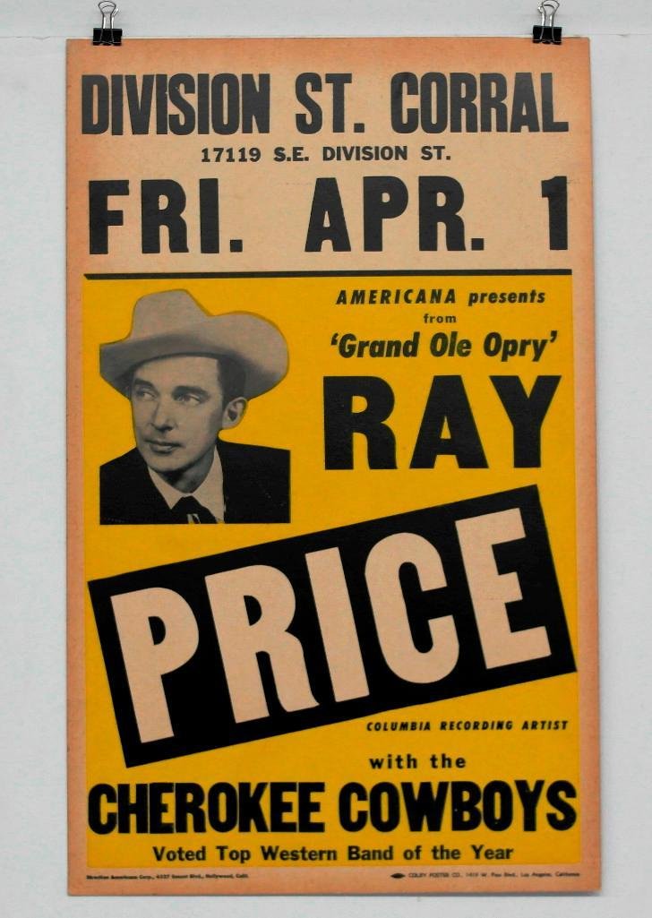 Ray Price 1955 Boxing-Style Poster