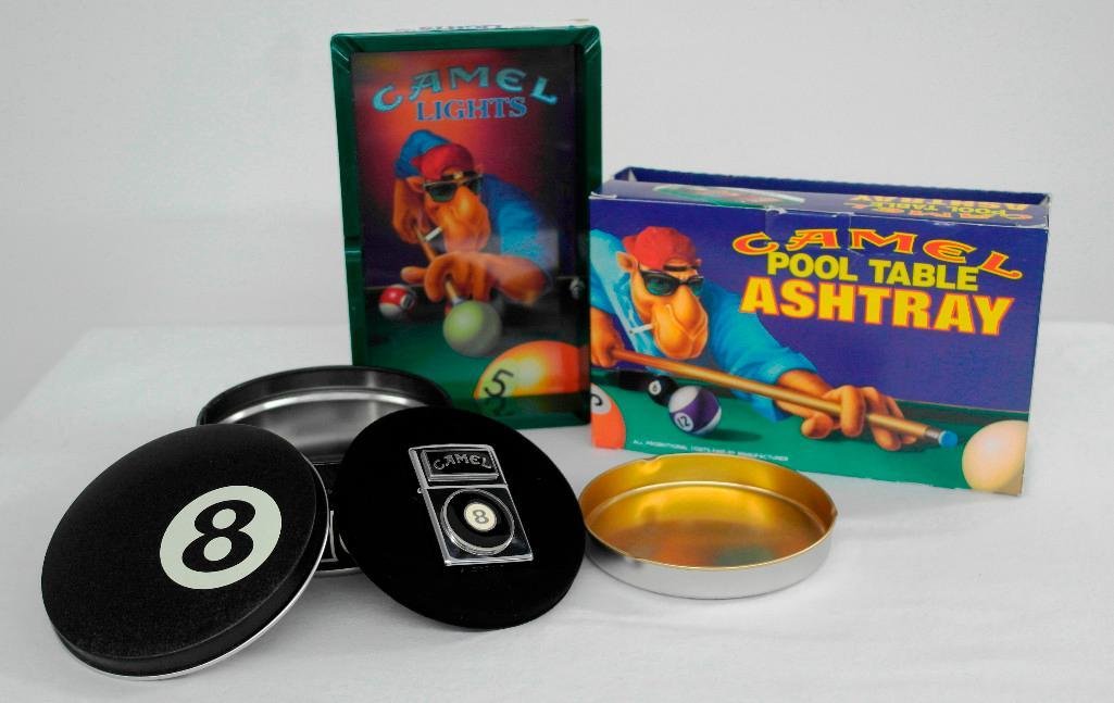 Joe Camel Pool Table Ashtray and 8 Ball Lighter