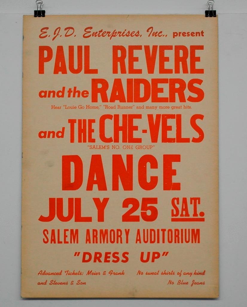 Paul Revere and the Raiders 1964 Concert Poster