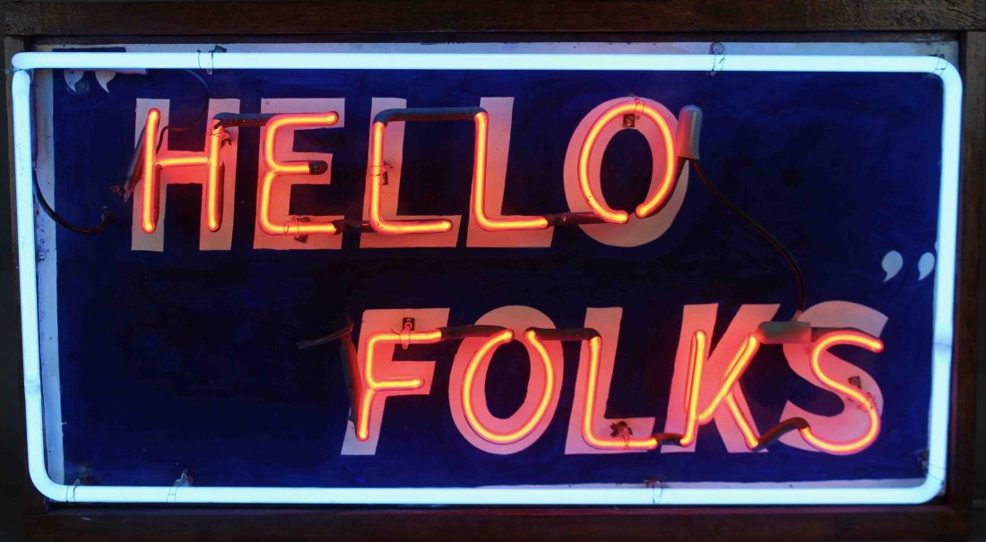 1950s Neon Sign "Hello Folks"