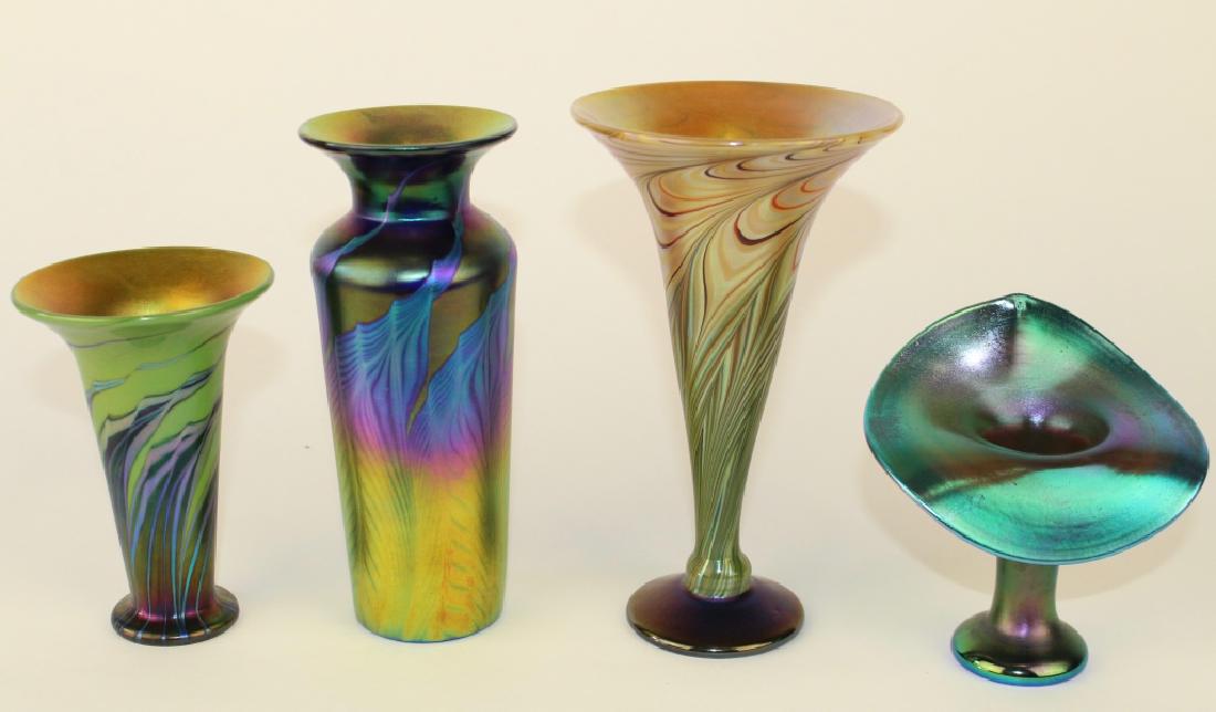 Four Early Lundberg Studio Art Glass