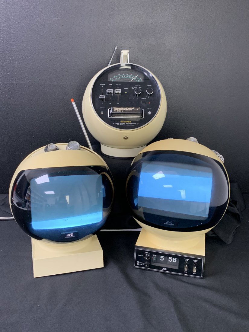 3 Jvc Videosphere "space Helmet" Television, Radio & Weltron 8 Track ...