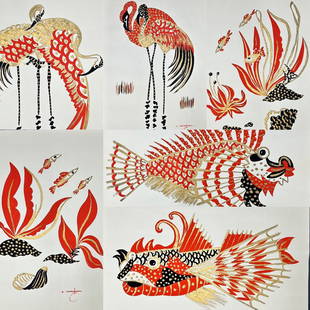 'flying Fish' Gyotaku Painting, Signed