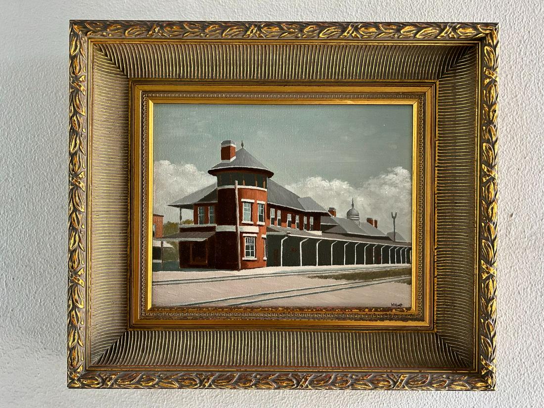 Oil Painting "train Station" By William Kinzer Hurt - Florida Auction