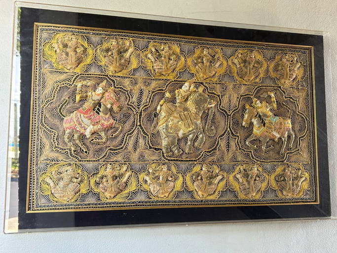 Burmese Kalaga Tapestry With Lucite Frame