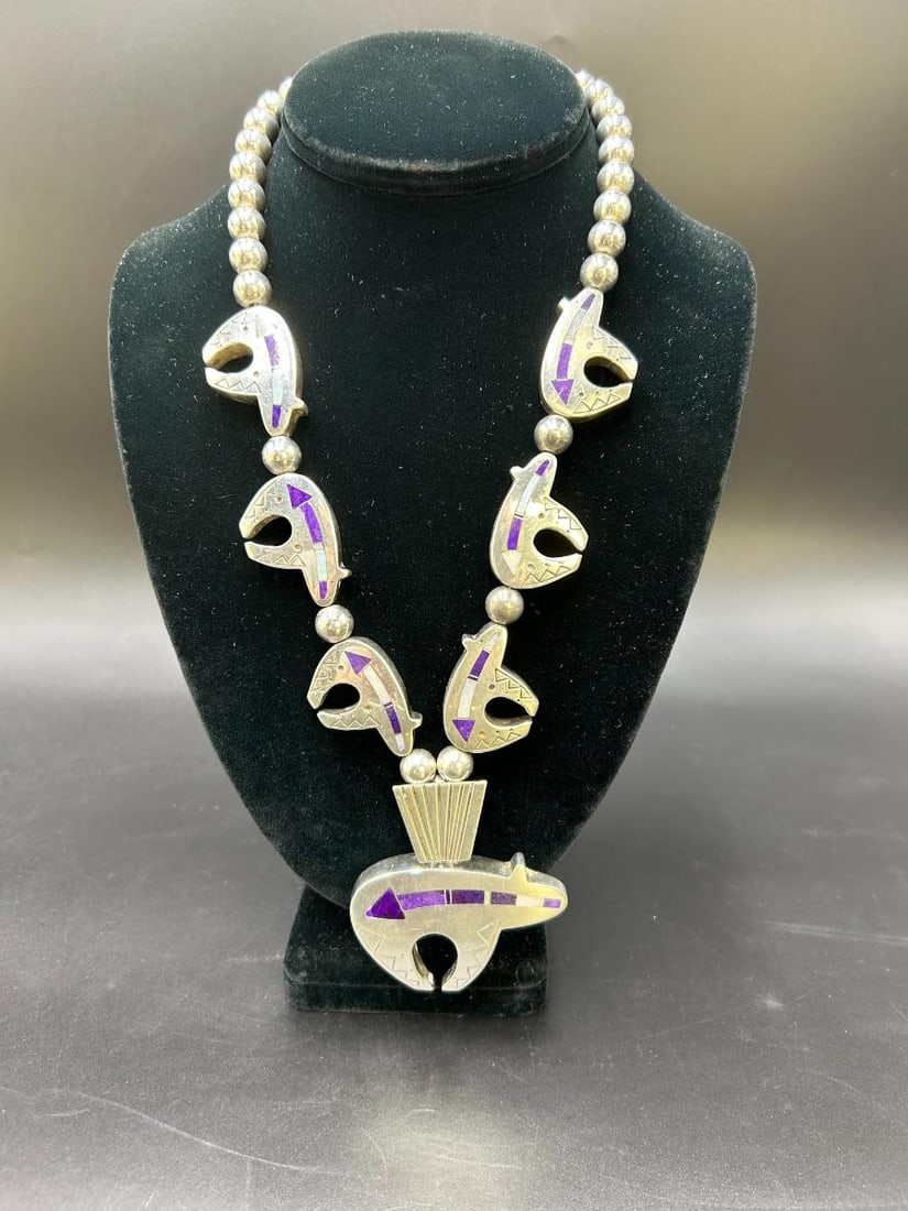 Vintage Ray Tracy Knifewing Segura Sterling Silver Bear Necklace Auction