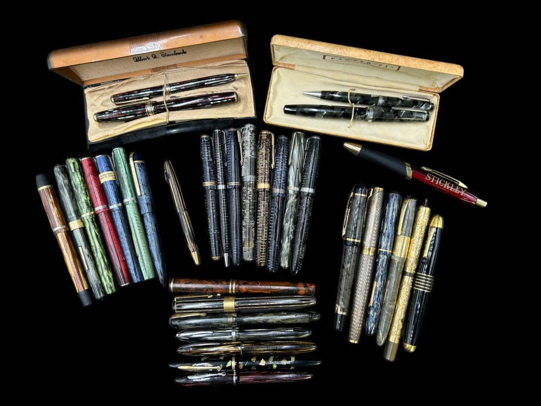Estate Lot Of 34 Vintage Fountain Pens & Pencils- Parker, Venus, Eversharp & Esterbrook Auction