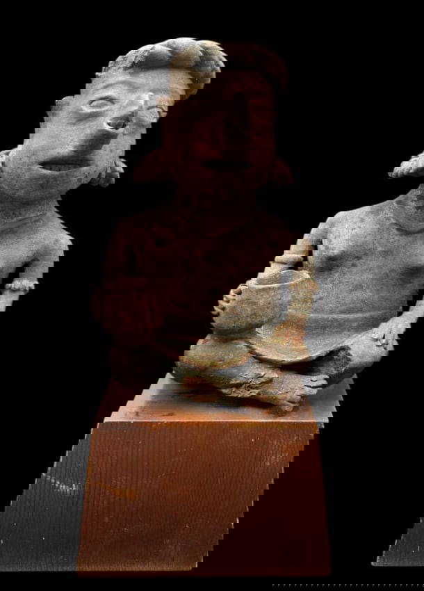 Seated Nayarit Primitive Female Figure In Clay On Wood Base - Jul 20 ...