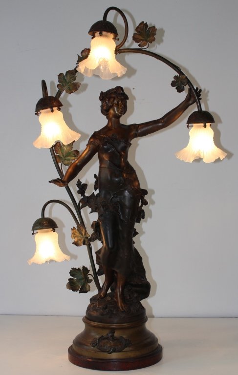 August Moreau Art Nouveau Table Lamp