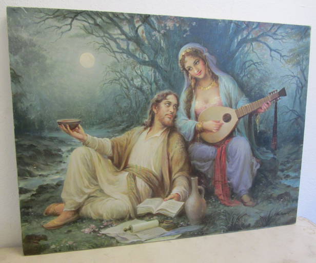 20th C. Painting Of Lovers Signed S.m. Pandit