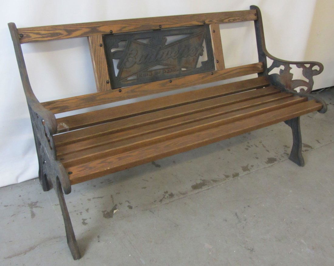 Original Cast Iron And Wood Budweiser Bench