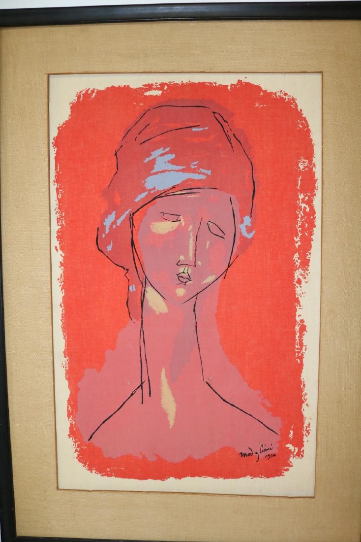 Modigliani Lithograph 1916, Bust of Woman signed in