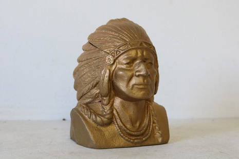 Vintage Cast Iron Indian Head Bank