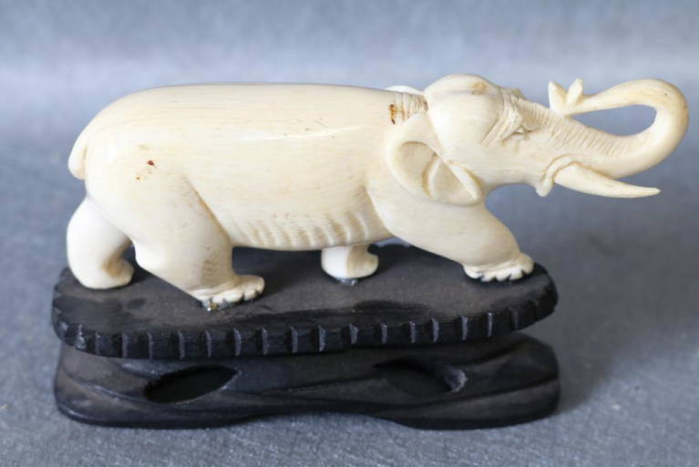 Antique Hand Carved Bone, Asian Elephant