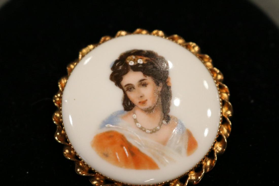 Vintage Limoges Porcelain Portrait Brooch