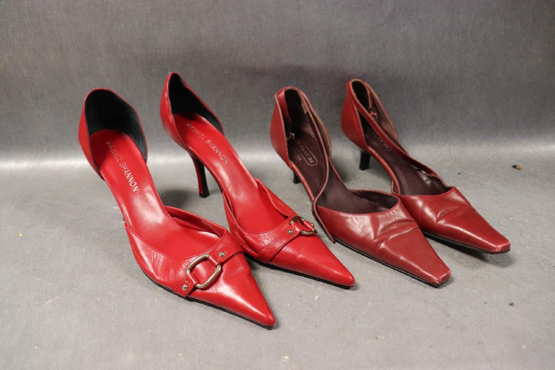 2 Pair Red Leather Pumps, Michael Shannon, Coach