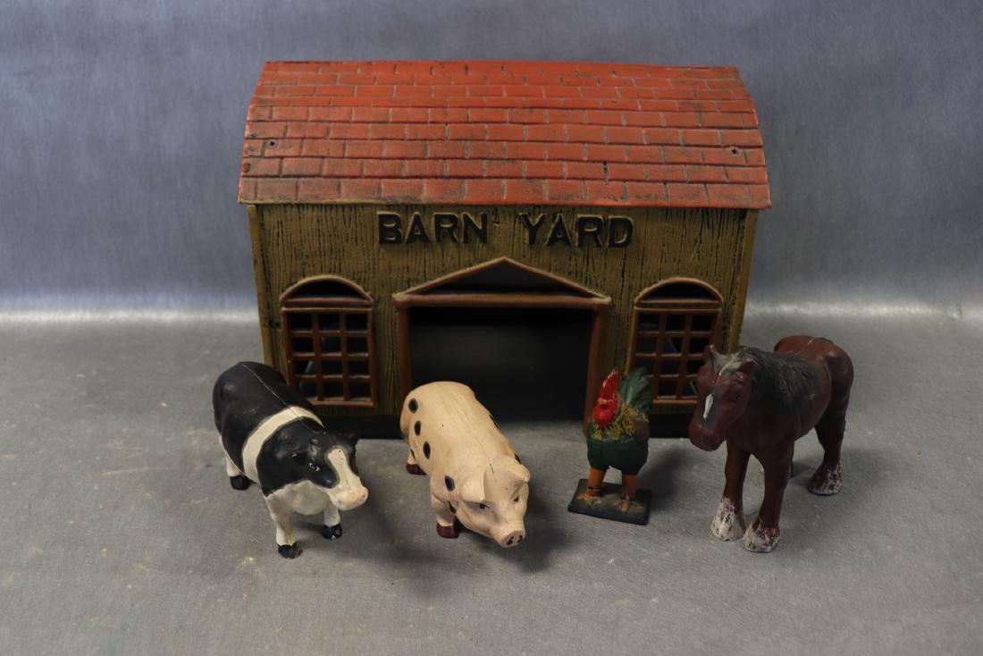 Cast Iron Farm Set, Barn And Animals