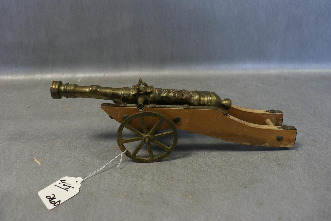 Vintage Brass Cannon With Carriage