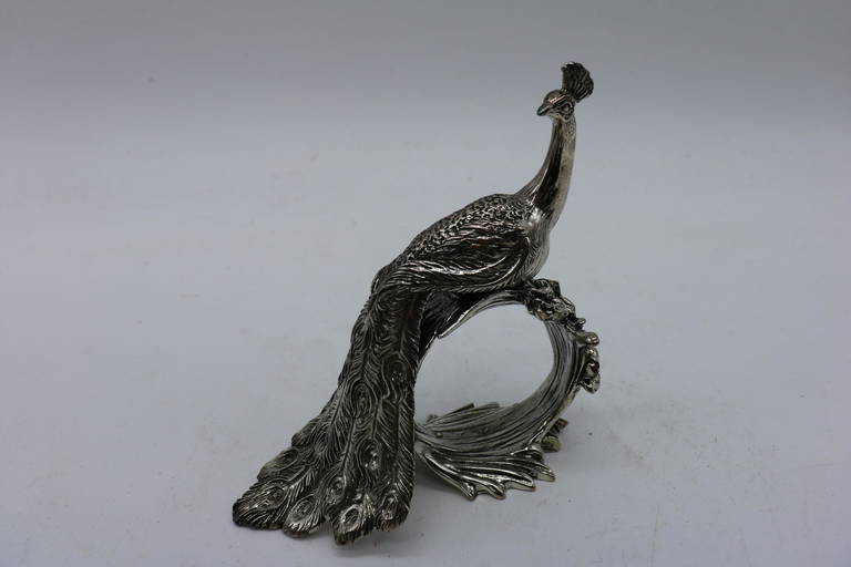 Vintage Reed & Barron Silver Plated Peacock Napkin Ring