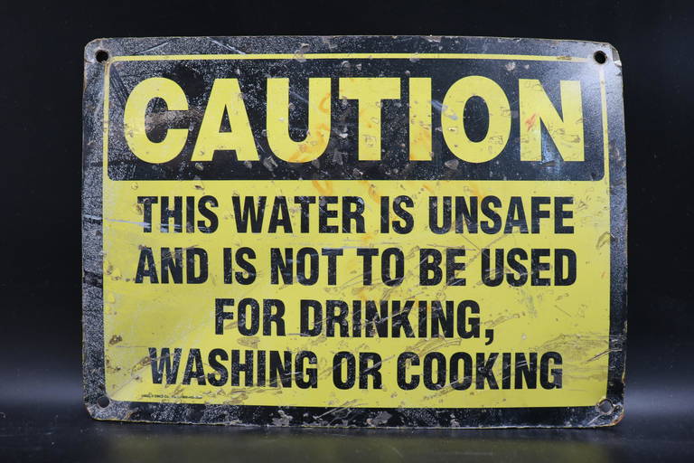 Vintage Enamel Sign, "caution, This Water Is Unsafe"