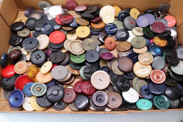 Lot Of Large Vintage Buttons, Wafers & Plastic