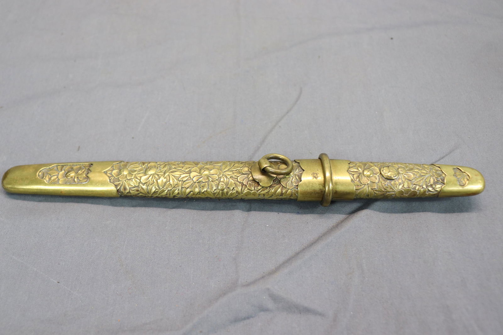 Chinese Signed Japanese Tanto Dagger with Brass Floral Sheath - Feb 19 ...
