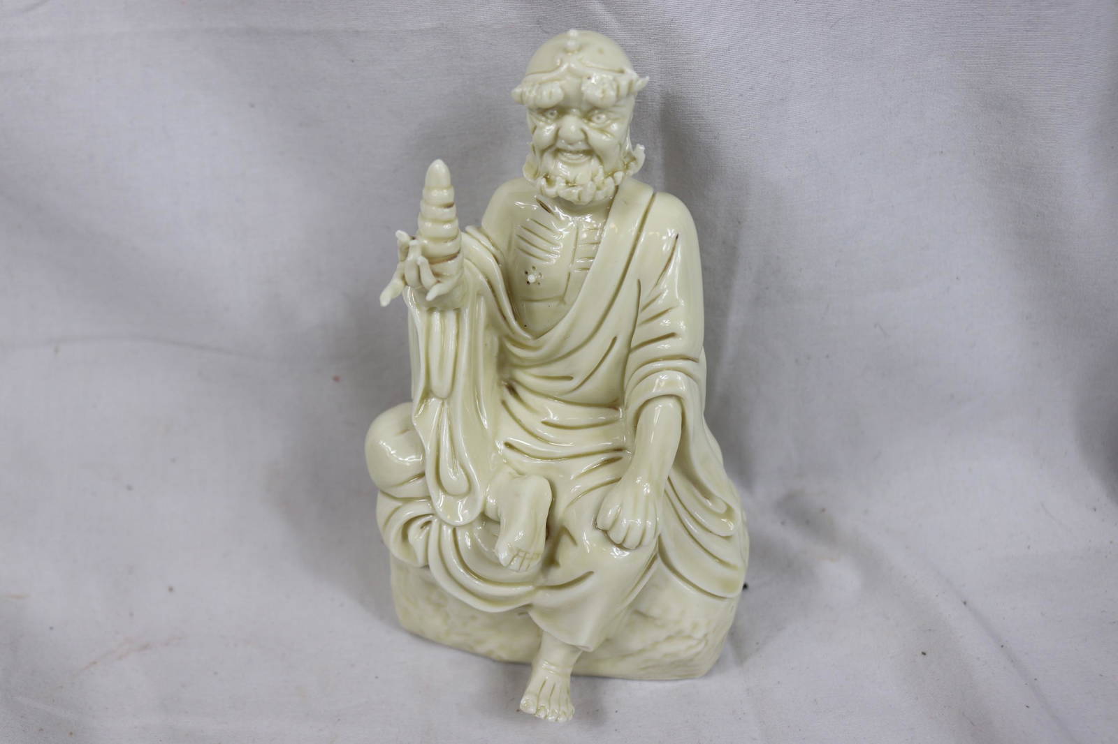 Antique Signed Chinese Porcelain Old Man Figure, Great Detail Auction