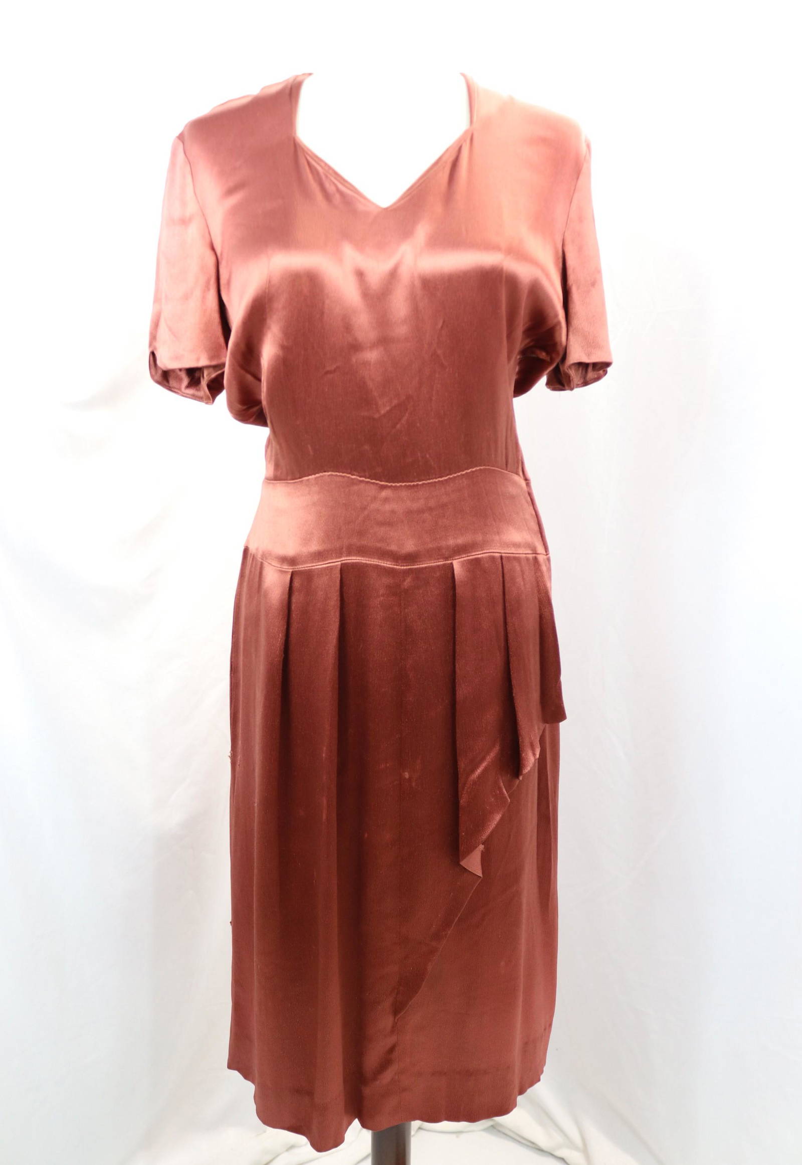 Vintage 1930's Bianca Rust Colored Satin Dress Auction