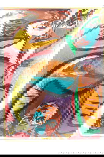 Vintage Peter Keil (german B. 1942) Abstract Of Two People On Masonite ...