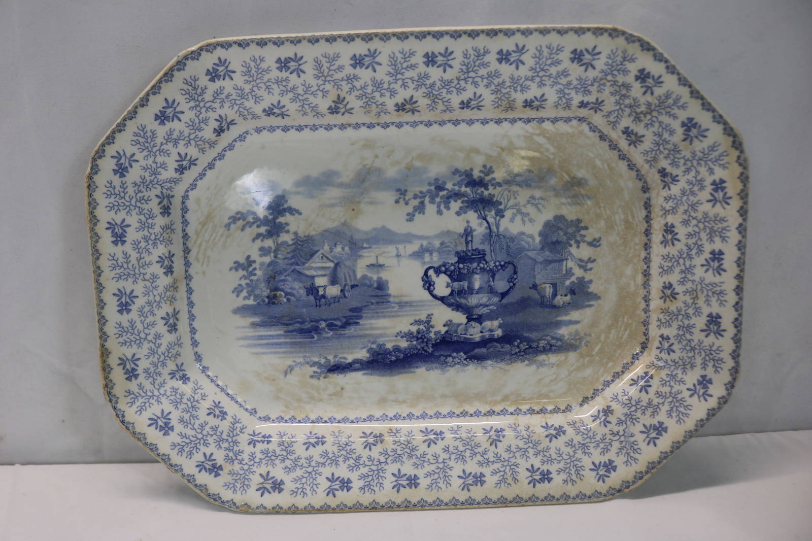 Ridgeway Transferware Platter, Some Staining Auction