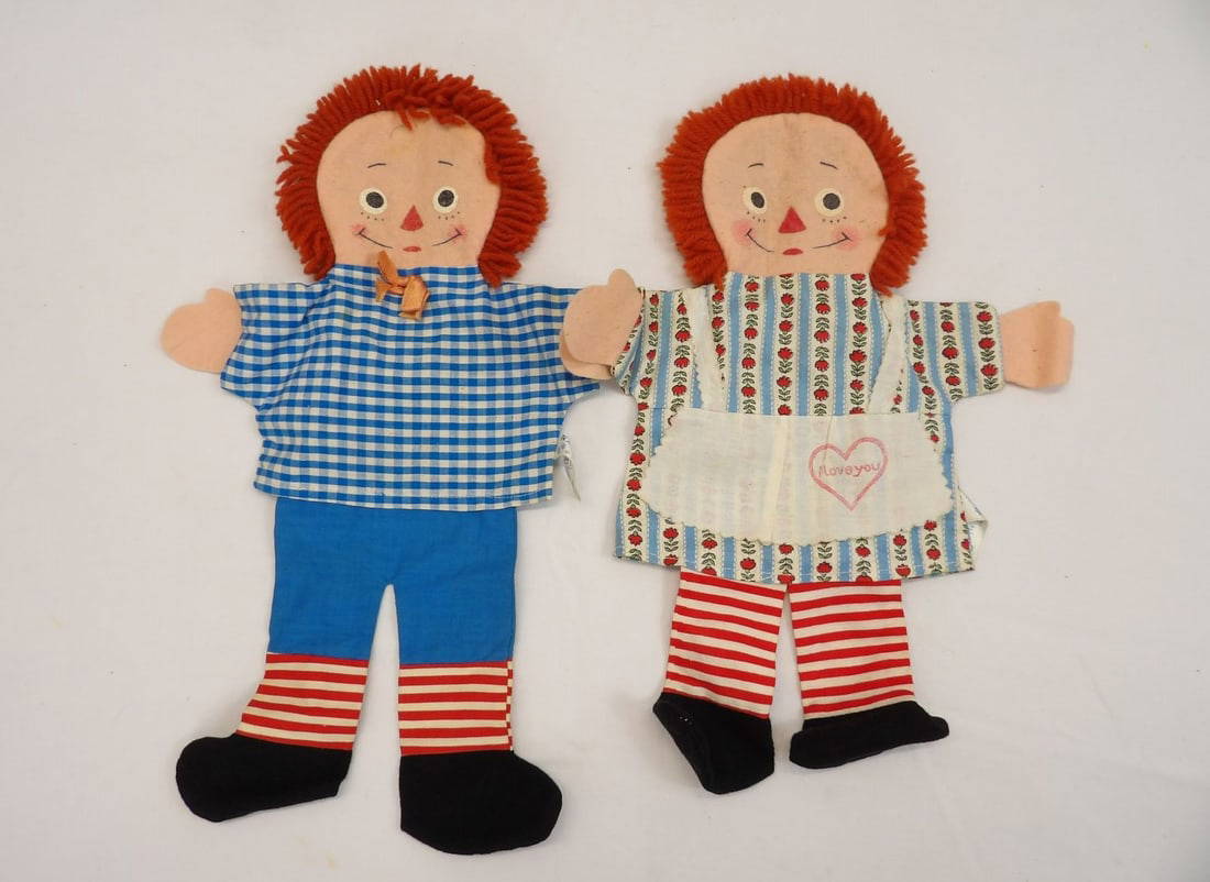 Vintage 1960/70's Raggedy Ann & Andy Hand Puppets By Knickerbocker Toy ...
