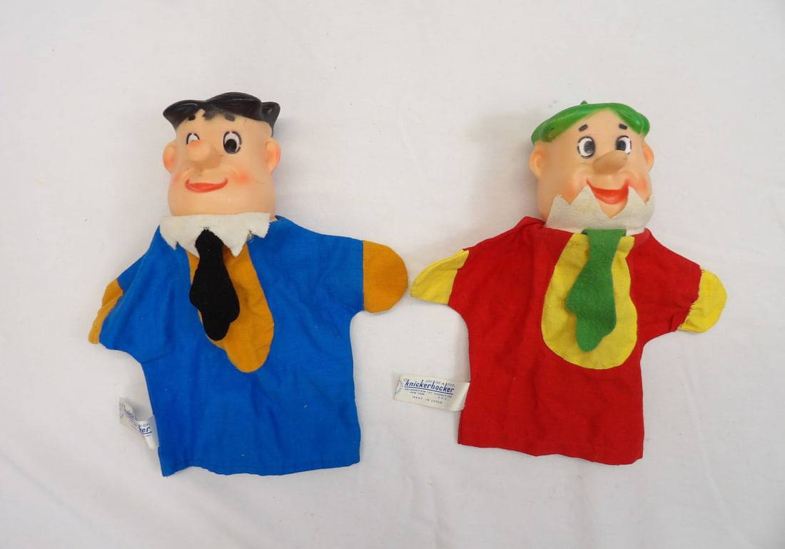 Vintage 1960's Fred Flintstone & Barney Hand Puppets, Knickerbocker Toy ...