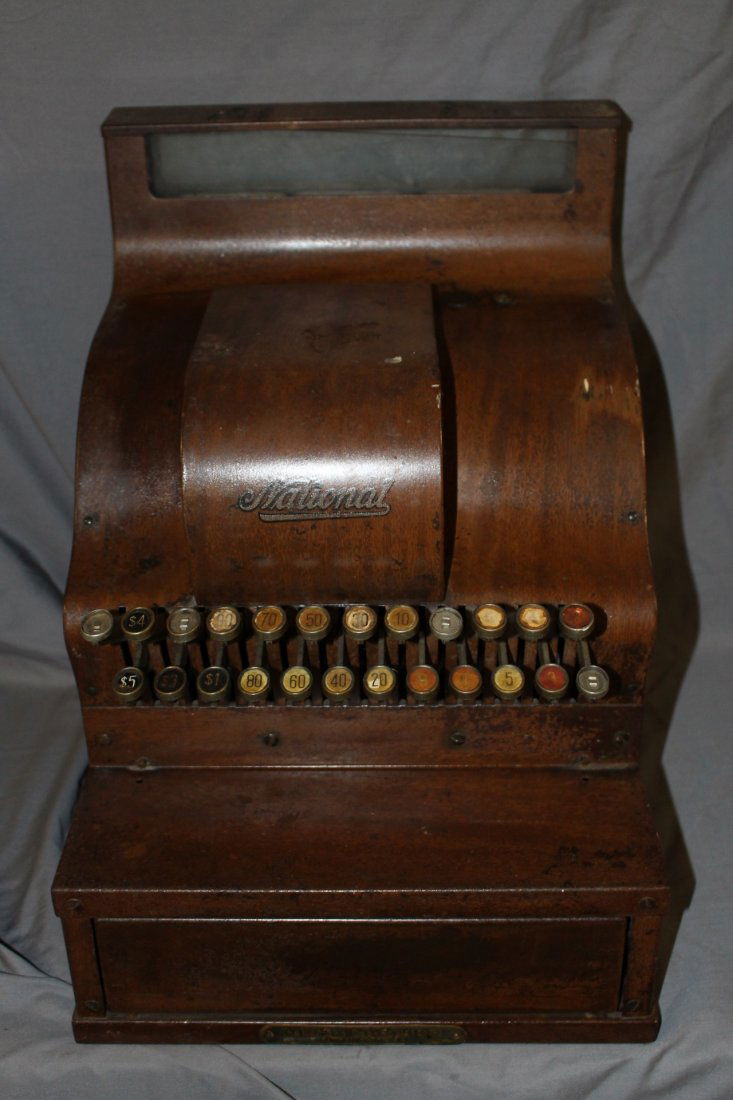 Vintage National Cash Register Wood Grain Finish