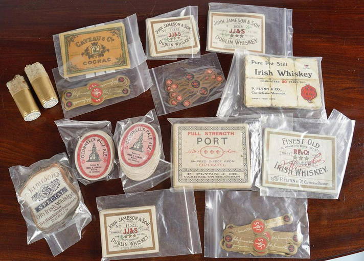 Collection Of Vintage Irish Whiskey Labels