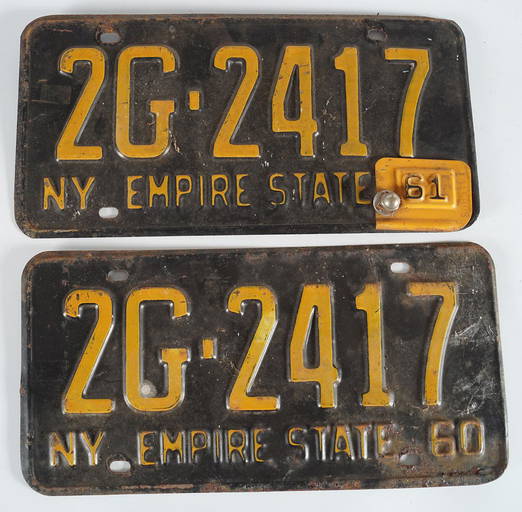 2 Vintage New York State License Plates