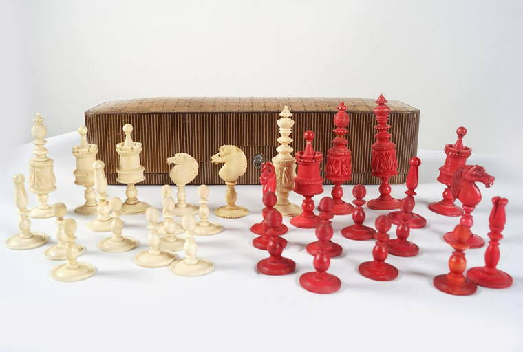 19TH-CENTURY ORNATE IVORY CHESS SET (#0317) on Feb 28, 2023 | Sheppard ...