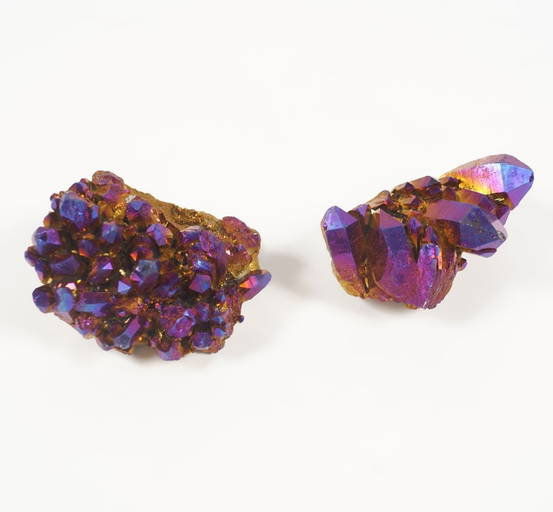 2 K 'a' Grade Titanium Plated Quartz Clusters