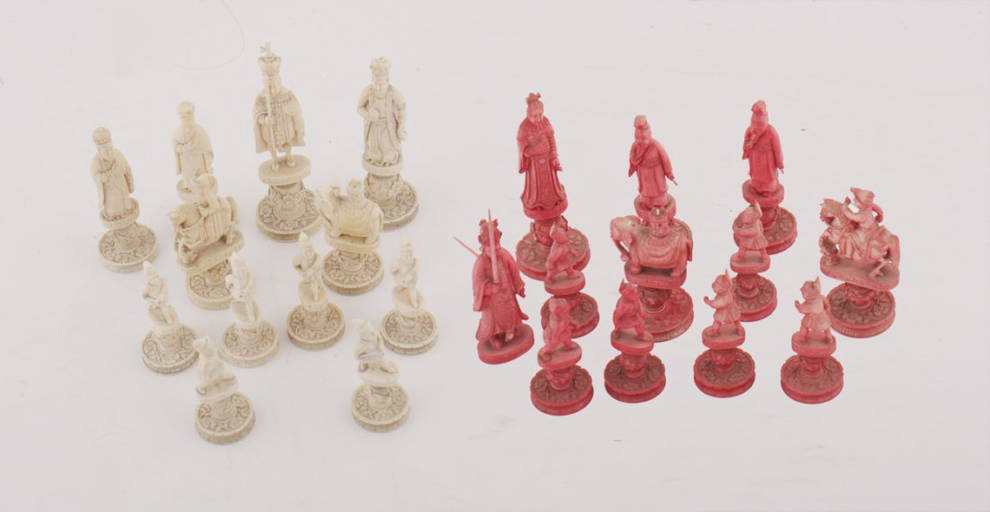 Nineteenth Century Carved Ivory Chess Set