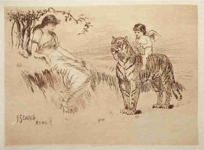 Frederick Stuart Church Original Etching "idyl"