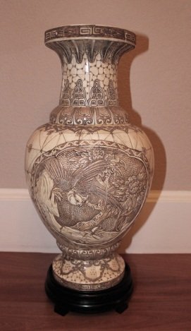HAND CARVED BONE VASE - Jul 30, 2013 | Rome & Associates in DE