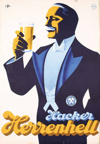 Original Elegant Deco German Beer Poster 1930s