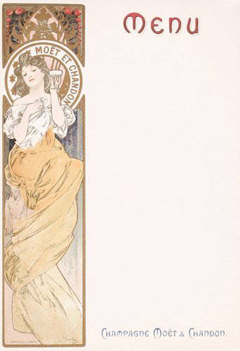 Rare Original Mucha Moet & Chandon Menu Card 1899