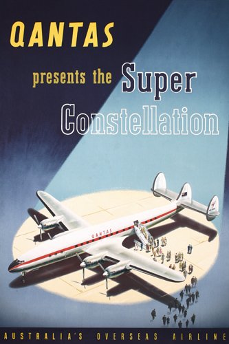 Original Qantas Constellation Australia Poster 50s