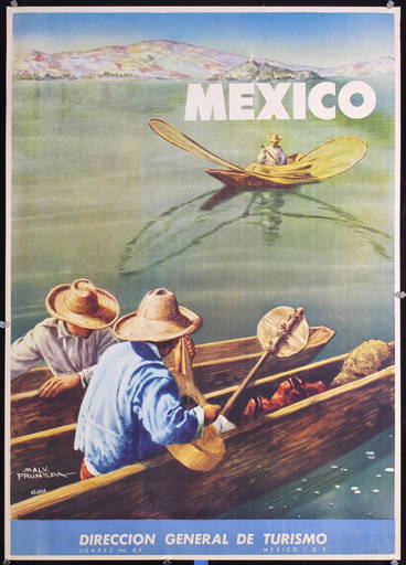 Original Vintage 1940s Mexico Travel Poster Pruneda